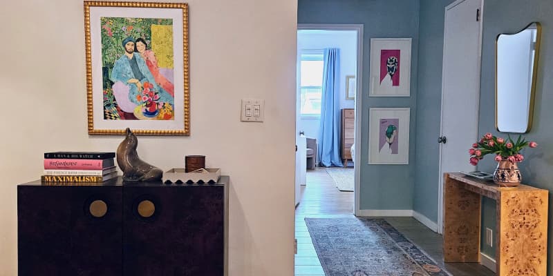 CB2 s Burl Console Table Doubles as My Apartment Entryway Apartment Therapy